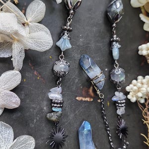 Dark Elf Gunmetal Eyeglass Chain | Czech Crystal | Labradorite Beads ...