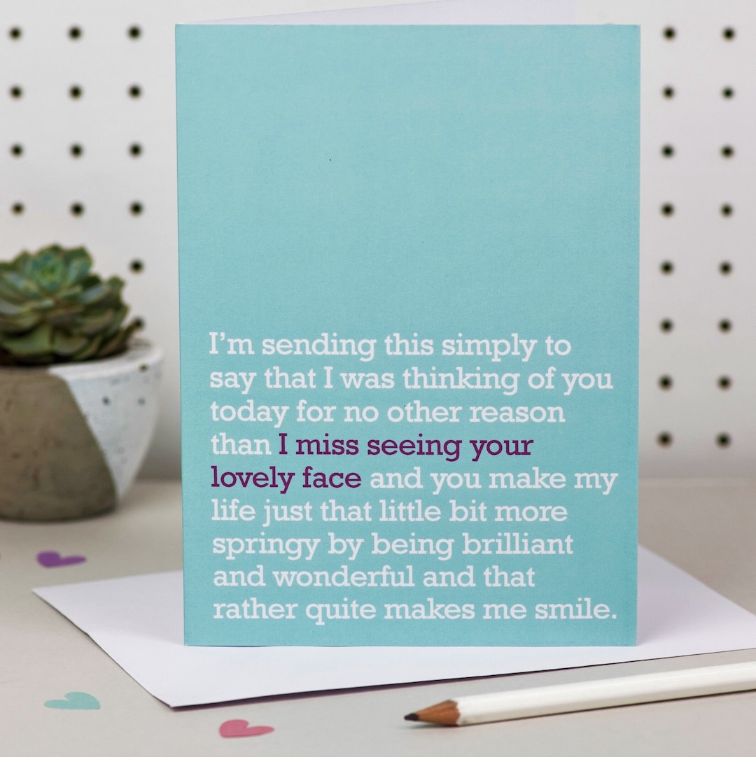 Miss You Card Thinking of You Card Missing You Card Long - Etsy