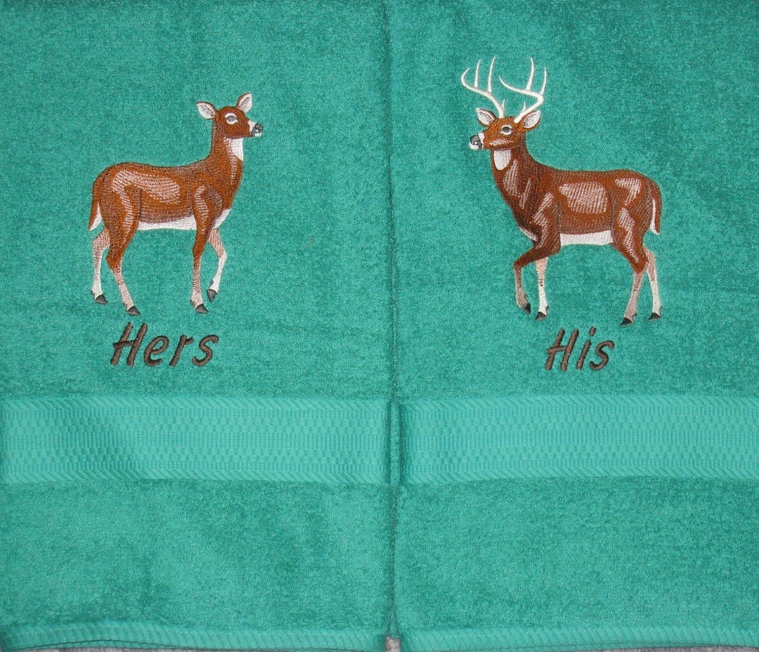 Deer Towel Set - Buck and Doe Bath Towels - for Newlyweds, Country ...