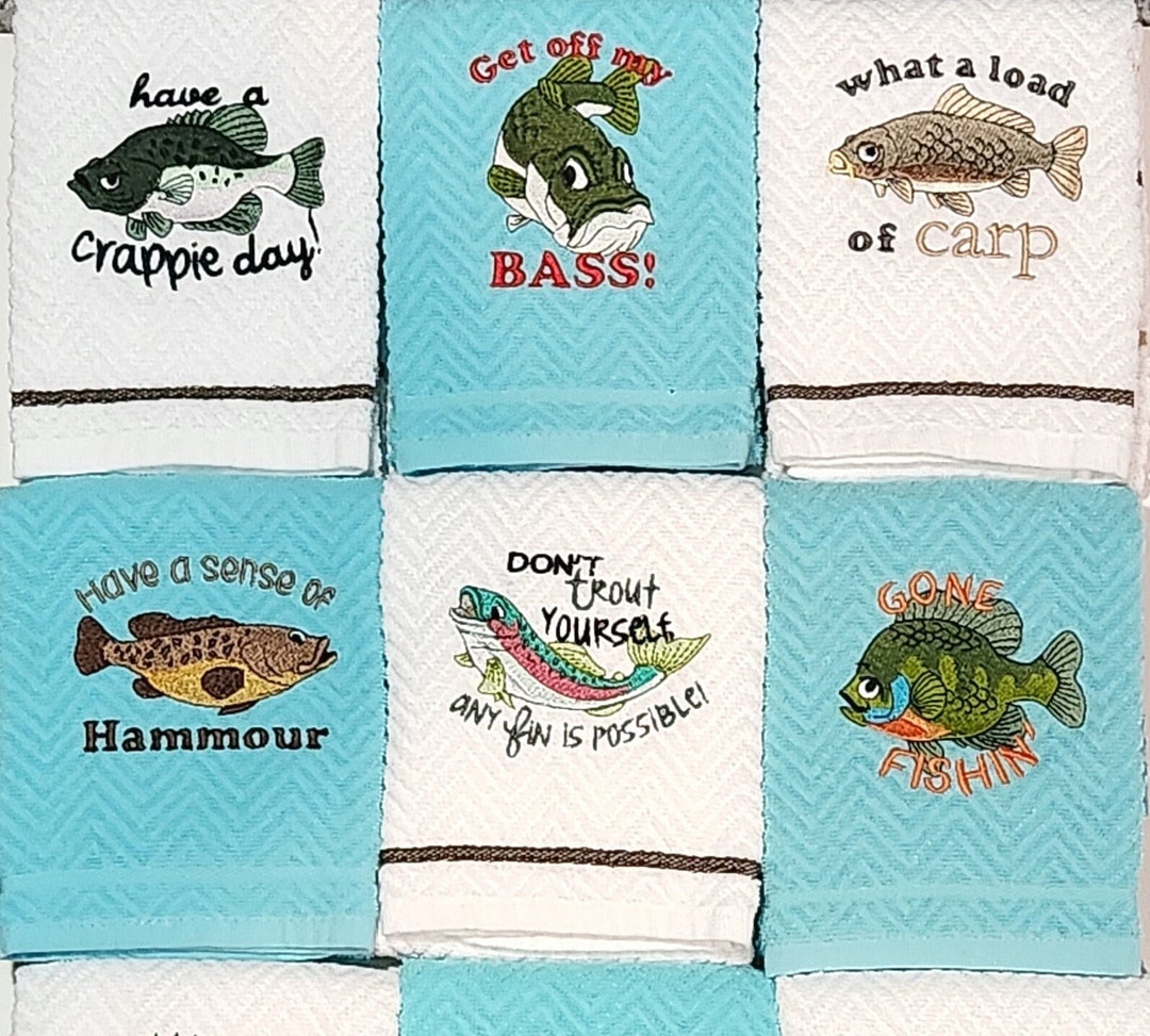FISHING Embroidered HAND TOWEL Have a Crappie Day Fish Designs on Hand ...