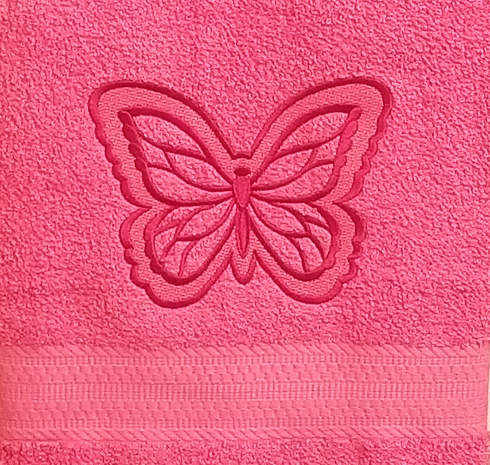 Butterfly Embossed Bath Towel and Hand Towel Set Pink Towel With Pretty ...