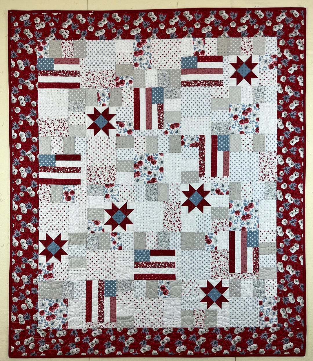 Patchwork Flag Quilt: Handmade Patriotic Lap Quilt (49x57) - Etsy