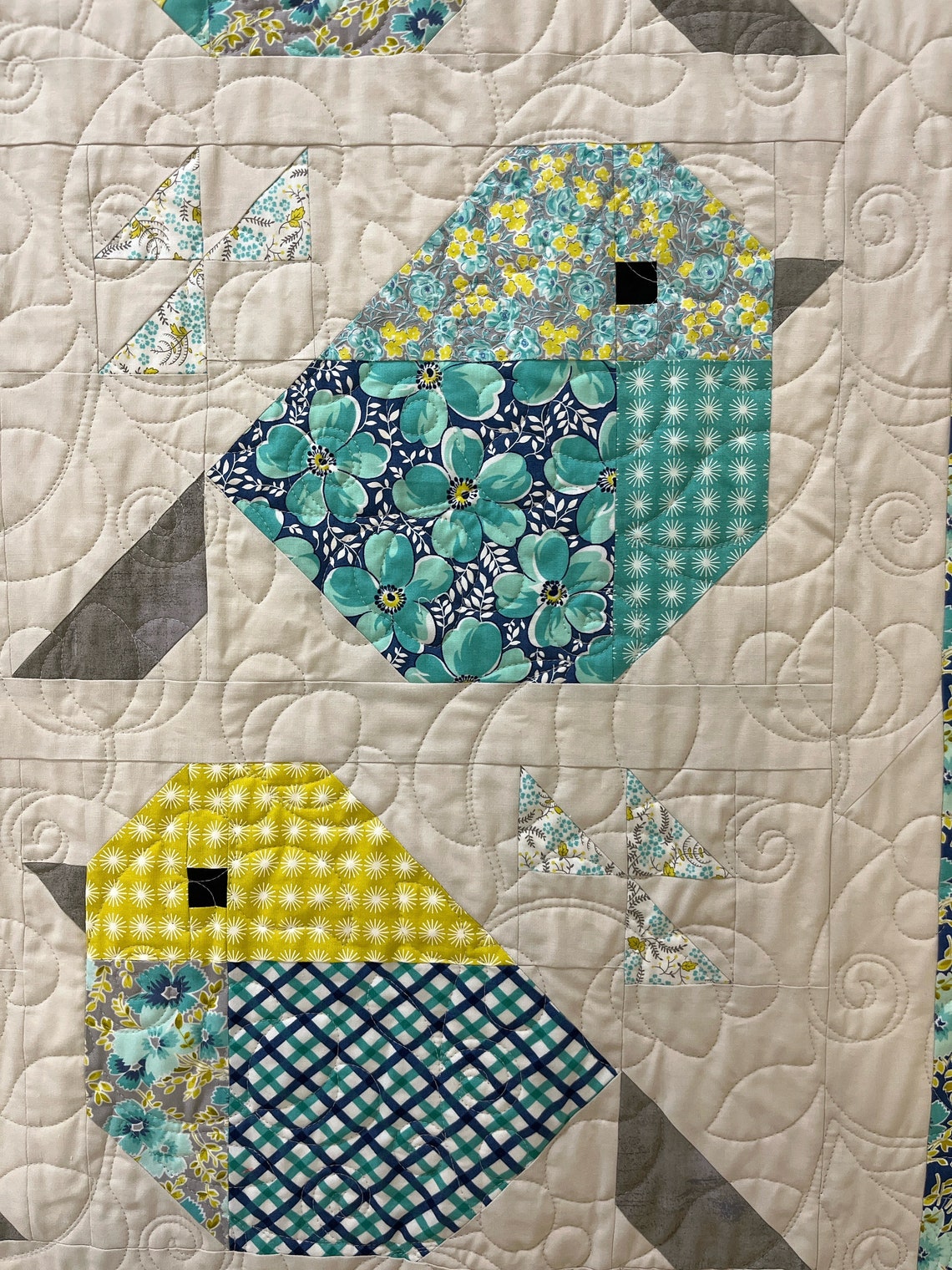 Sparrow Quilt, Lap Quilt, Bed Quilt, Finished Quilt, Patchwork Quilt, Bird Quilt, Handmade Quilt ...