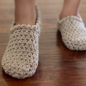 Crochet Knit Slipper House Room Shoes Handmade 100% Wool Non Slip Vegan ...