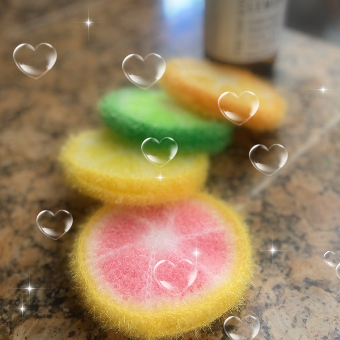 Dish Scrubbies Scrubber Scrubbie Scrubby Reusable Citrus Orange Lemon ...