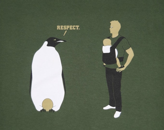Respect - New Daddy Penguin Mens Olive Green Graphic Tee // Modern Dad ...