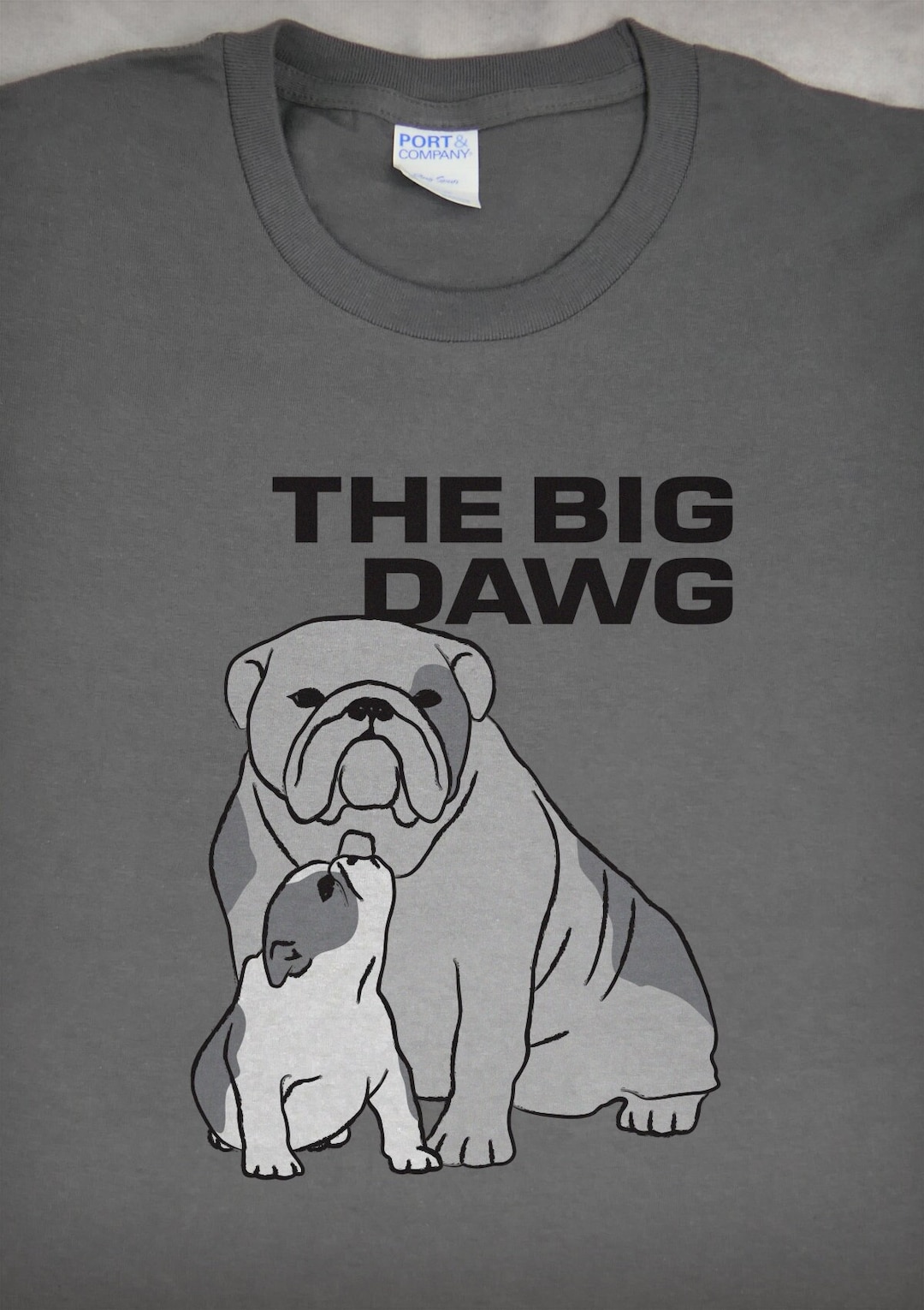 The Big Dawg - Mens Father Kid Charcoal Gray Graphic T-shirt // Bulldog ...