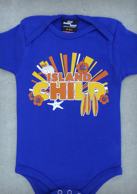 Island Child Baby Boy Hawaii Sun Surf Turtle and Tropics - Etsy España
