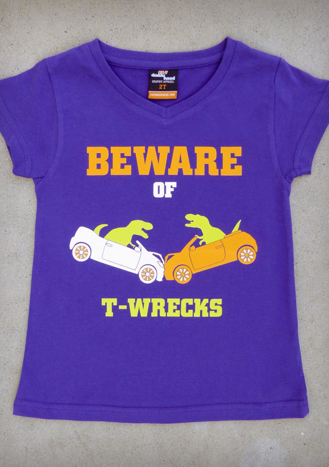 Beware of T-wrecks - Funny T-rex Dinosaur Crashing Cars Youth Girl V ...