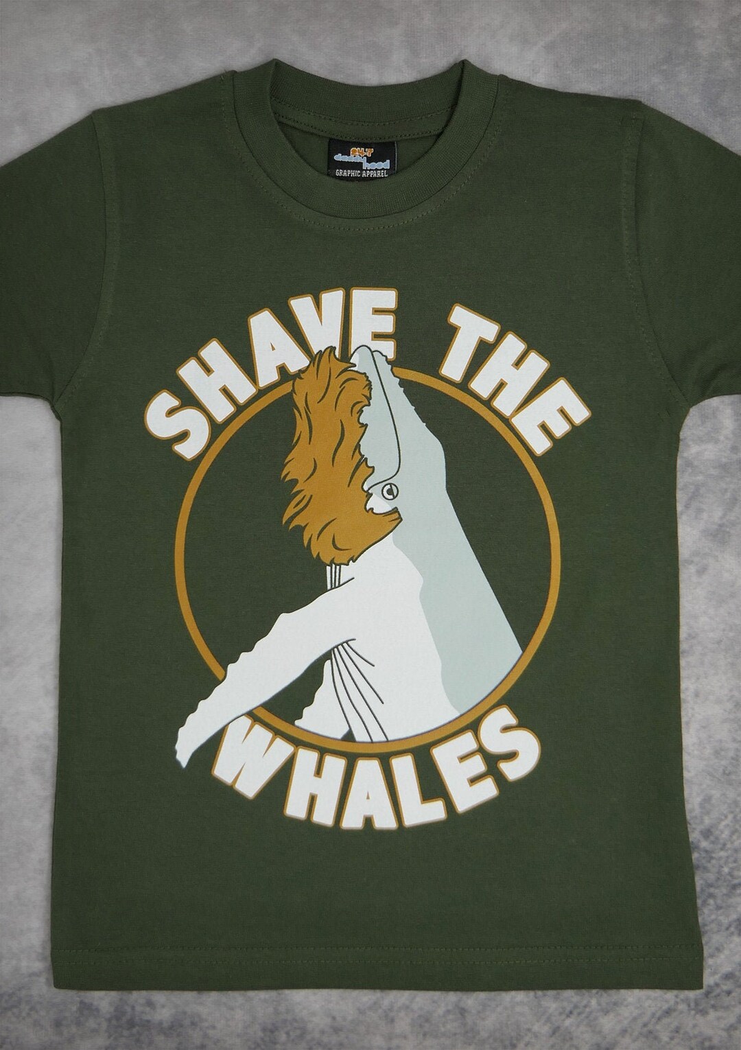 Shave the Whales Funny Bearded Whale Toddler & Youth Olive Green ...