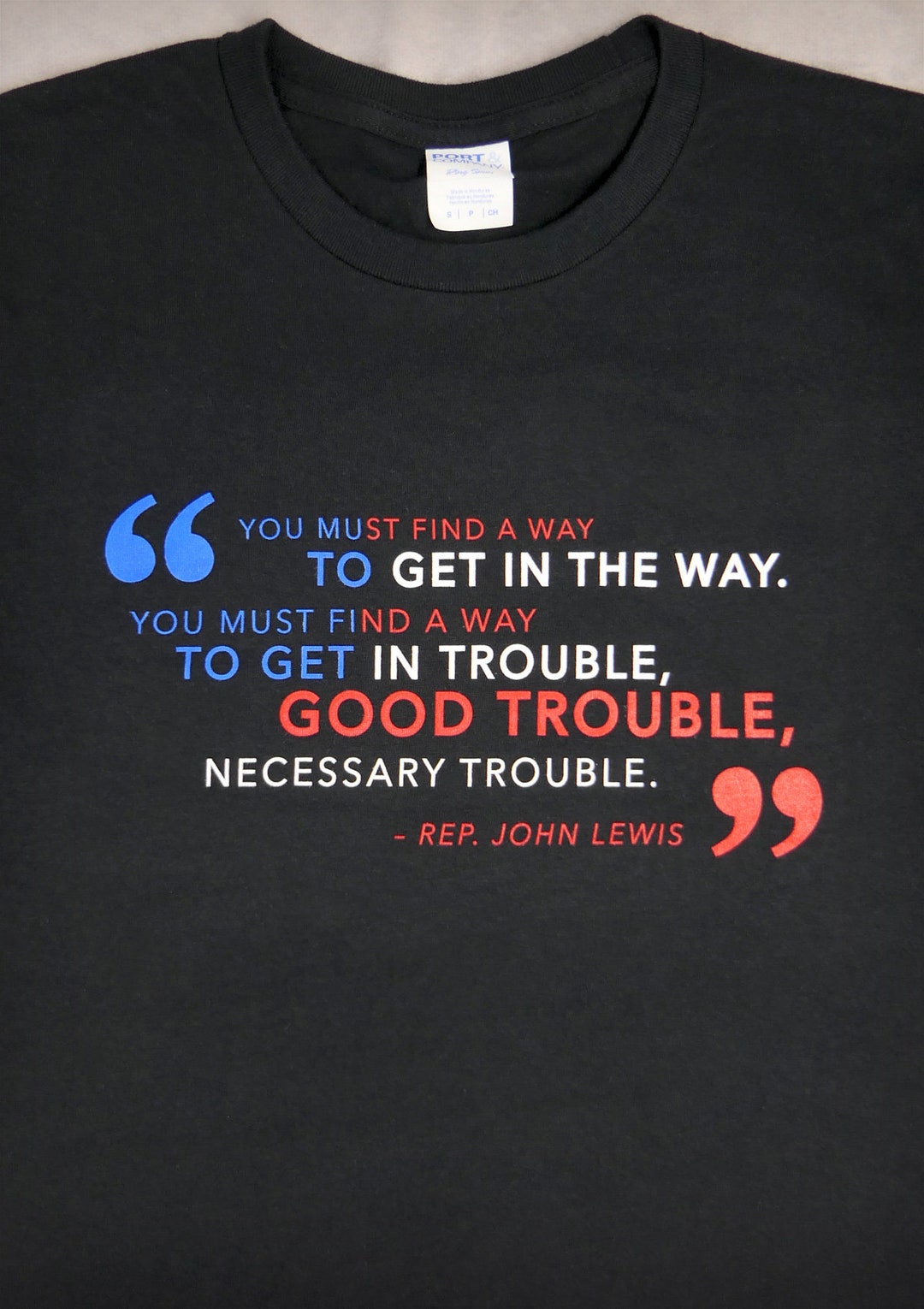 John Lewis - Good Trouble Quote Men's Black Graphic T-shirt ...