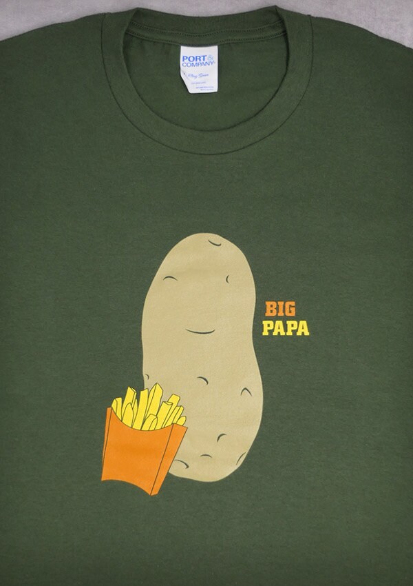 Big Papa - Funny Fries and Potato Daddy Men's Olive Green Graphic T ...