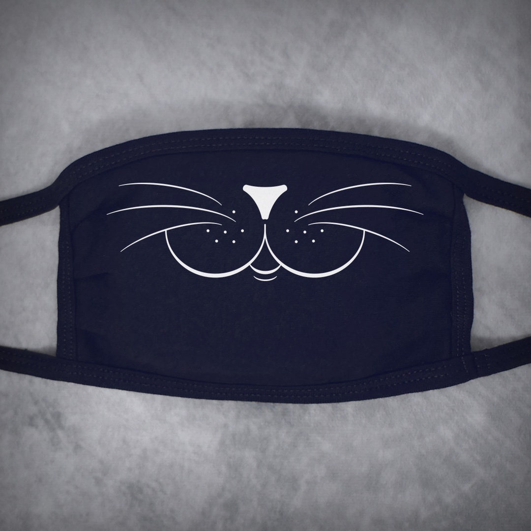 Funny Face Mask – Cat Face – Adult Size Dark Navy // Animal Face ...
