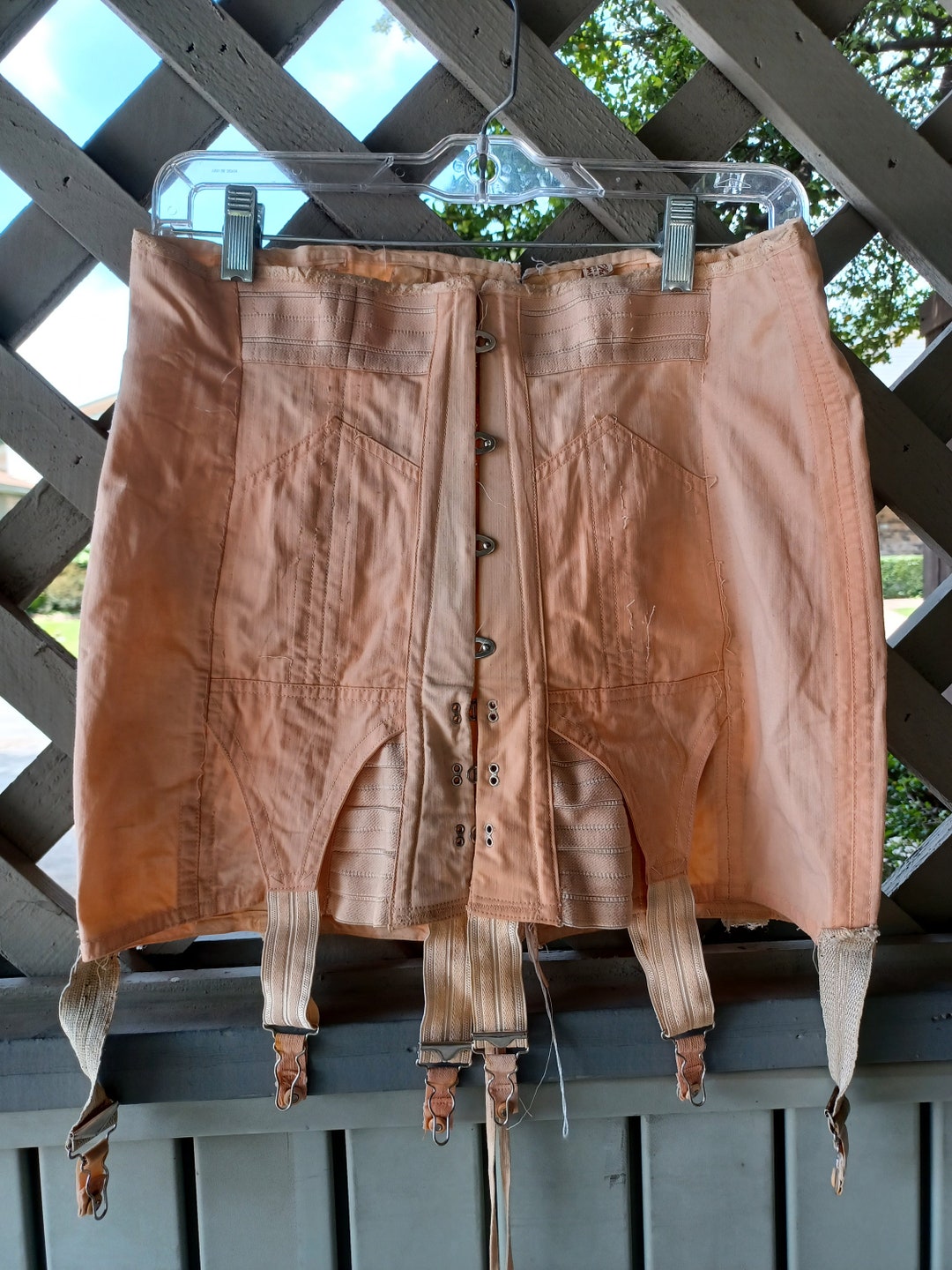 Vintage 1950s Light Pink Corset Garters Cotton Steel Shapewear Sear's ...