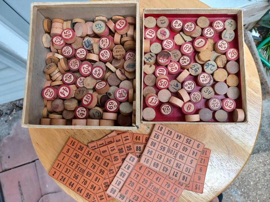 Vintage Wooden BINGO Numbers Game Pieces Mixed Media Craft Supplies - Etsy