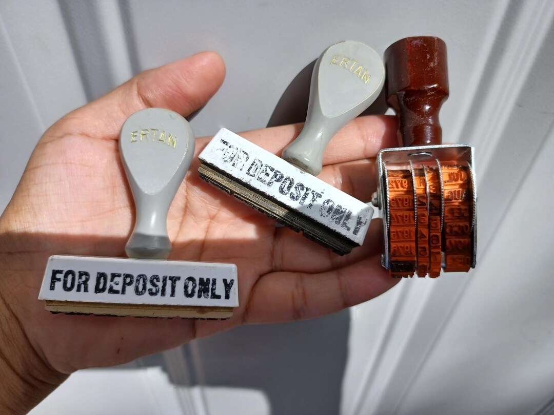 Vintage 1970s or 80s Mail Bank Rubber Stamps and Date Stamp Stamper for ...