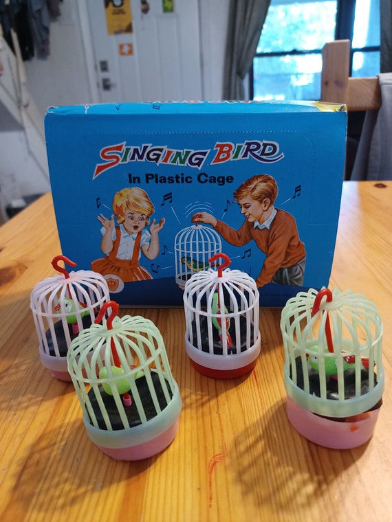 Vintage 1960s Kitsch Singing Bird Plastic Birdcage Whistle Novelty Party Toy Plastic Dimestore Toys NOS Full Set Etsy UK