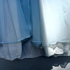 Vintage Pale Blue Wide Sweep Chiffon Robe Nightgown Pompom Ties Claire ...