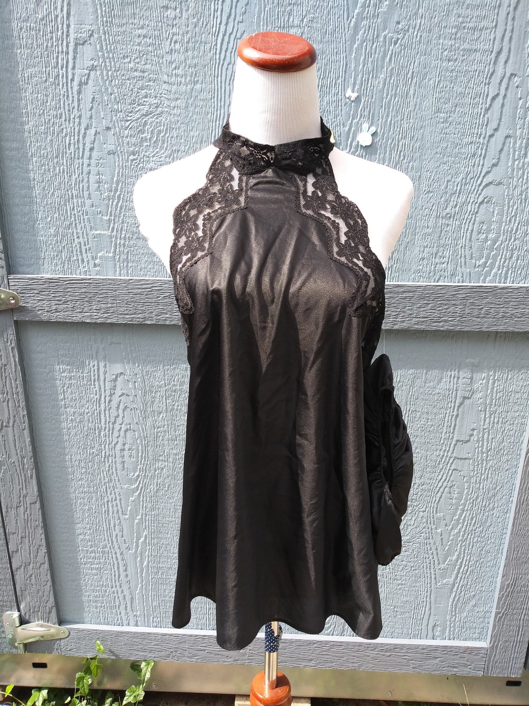 SALE Vintage Sexy Black Backless Halter Nightie Babydoll and Matching ...