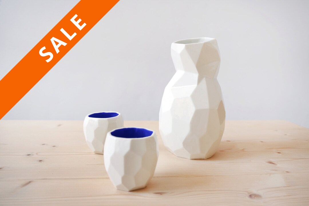 Sake Set - Modern Design Sake Set - Design Sake - Faceted Set to Drink ...