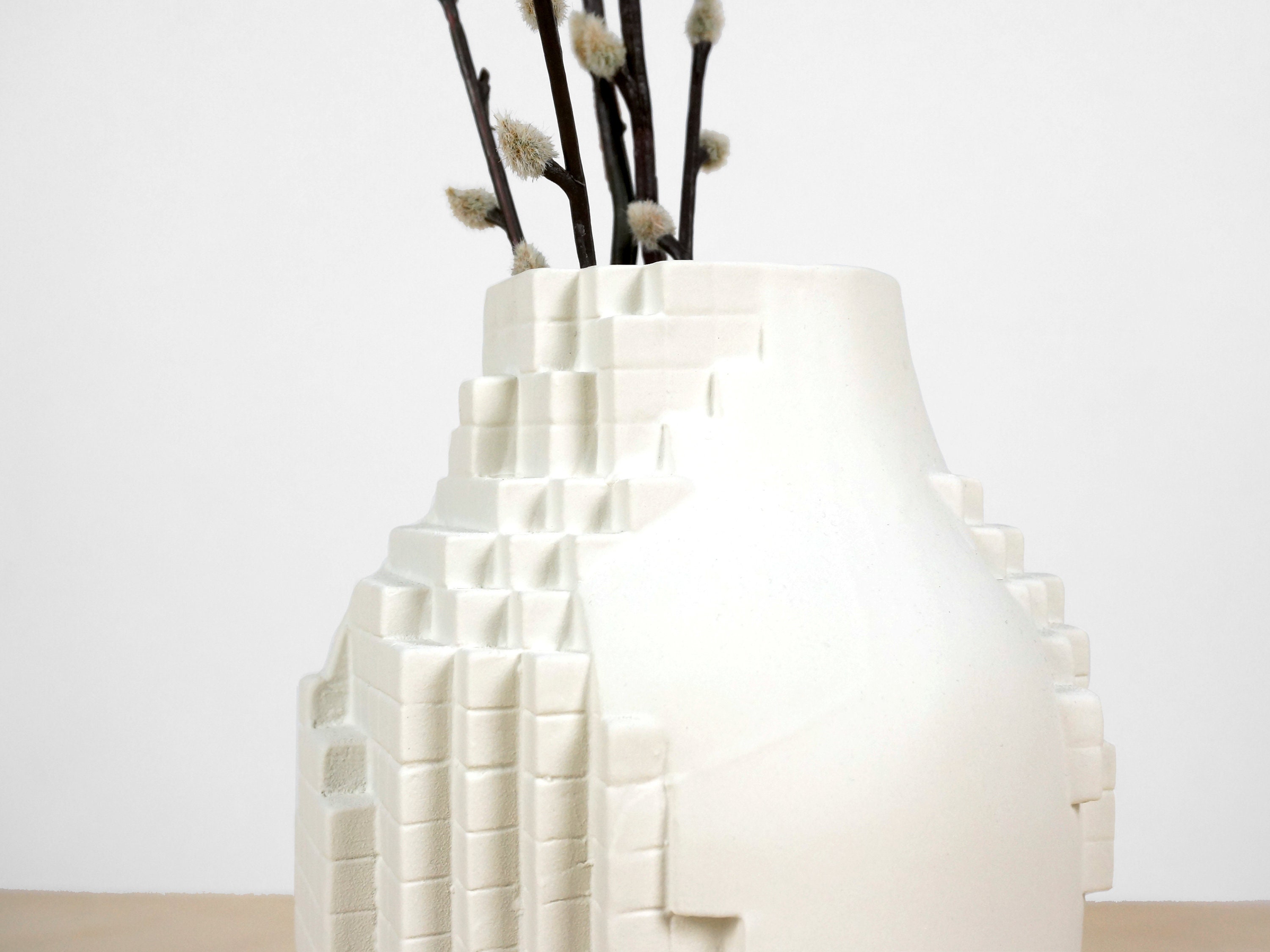 PIXEL VASE Modern Quality Porcelain Pixel White Vase - Etsy