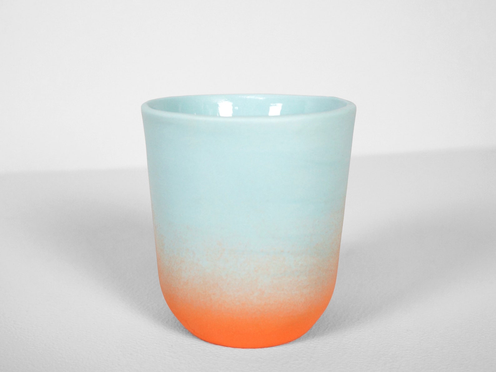 Sunset Porcelain Thermo Cup – Orange & Turquoise Double Wall Cup - Etsy