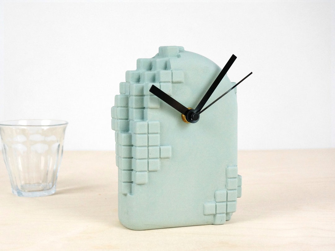 PIXEL CLOCK - Pixelated - Pixels Clockwork Ceramics Analog Digital ...