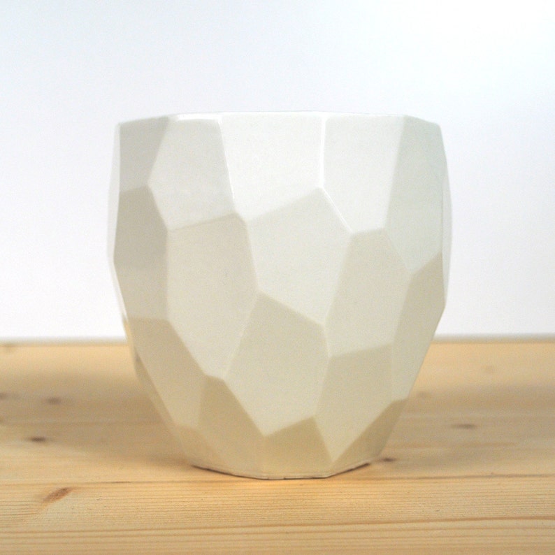 Handmade Poligon Cup – Bright Orange Interior, Faceted Ceramic Design ...