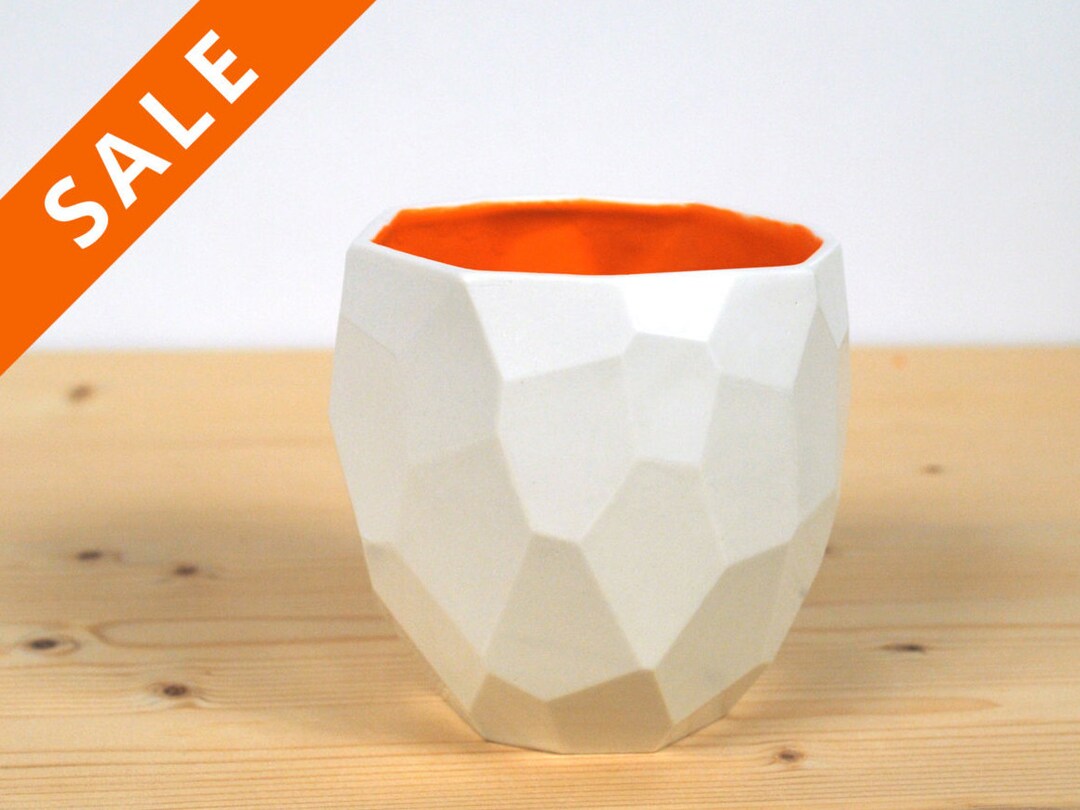 Modern Ceramic Cup Handmade in Polygons - Facetted Design Poligon Cup ...