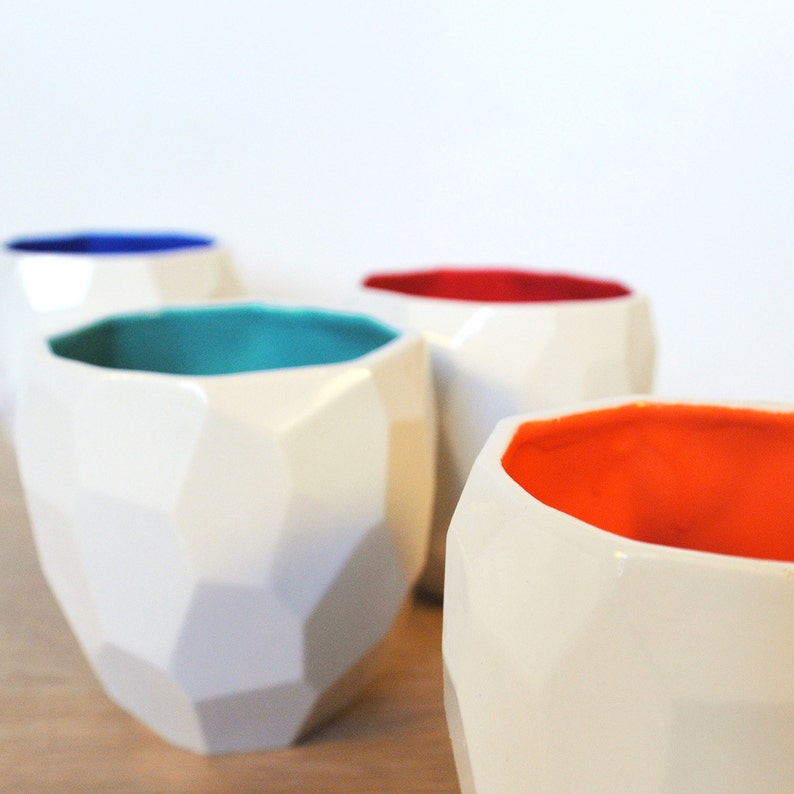 Modern Ceramic Cup Handmade in Polygons - Facetted Design Poligon Cup ...
