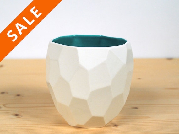 Modern Ceramic Cup Handmade in Polygons Facetted Design | Etsy