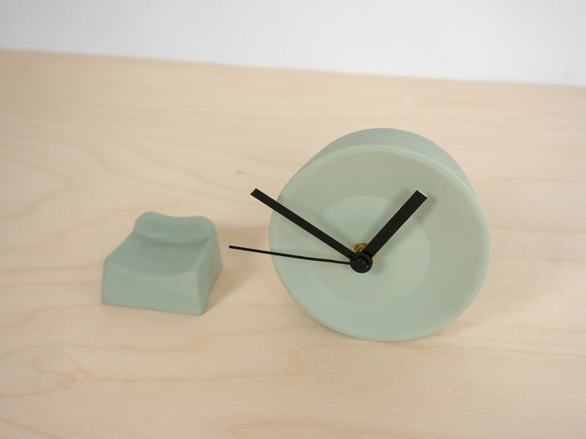 Handmade Stoneware Off-center Clock, Modern Desk Clock - Etsy