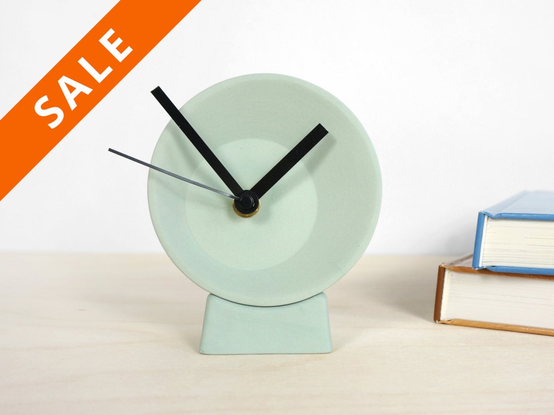 Handmade Stoneware Off-center Clock, Modern Desk Clock - Etsy