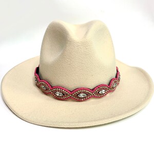 Pink Hat Band - Beaded Pink Hat Band - Crystal Hat Band - Adjustable ...