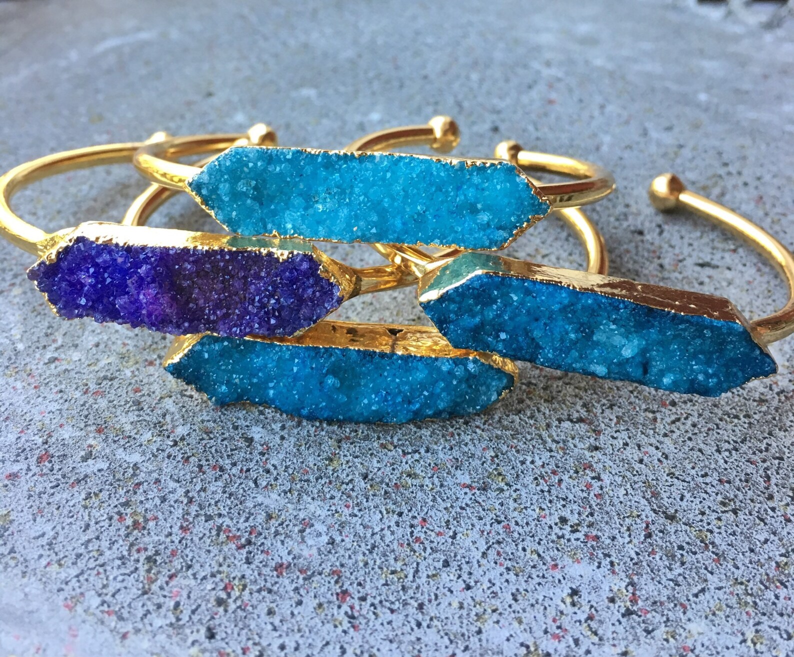 Quartz Bracelet Druzy Bracelet Gold Cuff Cuff Bracelet - Etsy