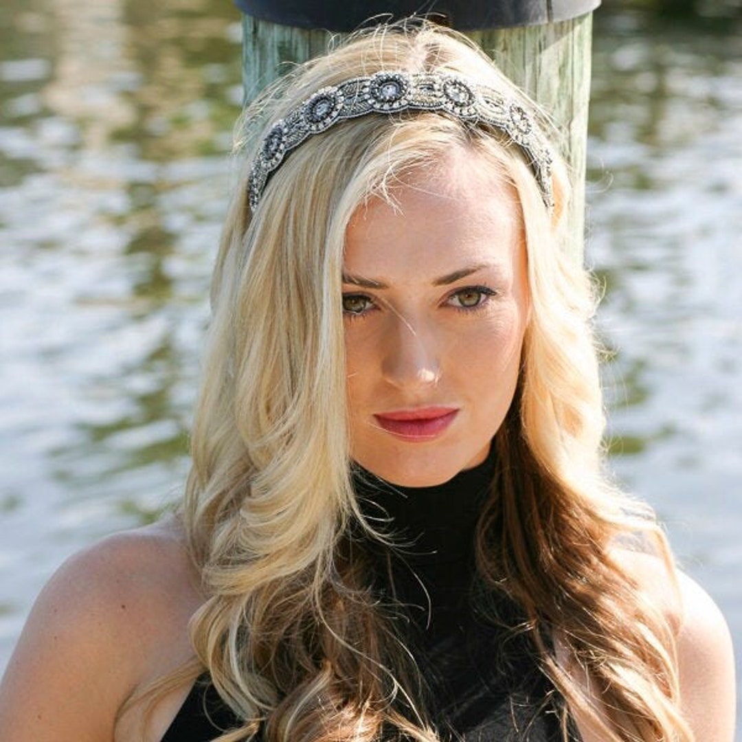 Black & Gold Headband Beaded Headband Photo Prop Boho Headband Hair ...