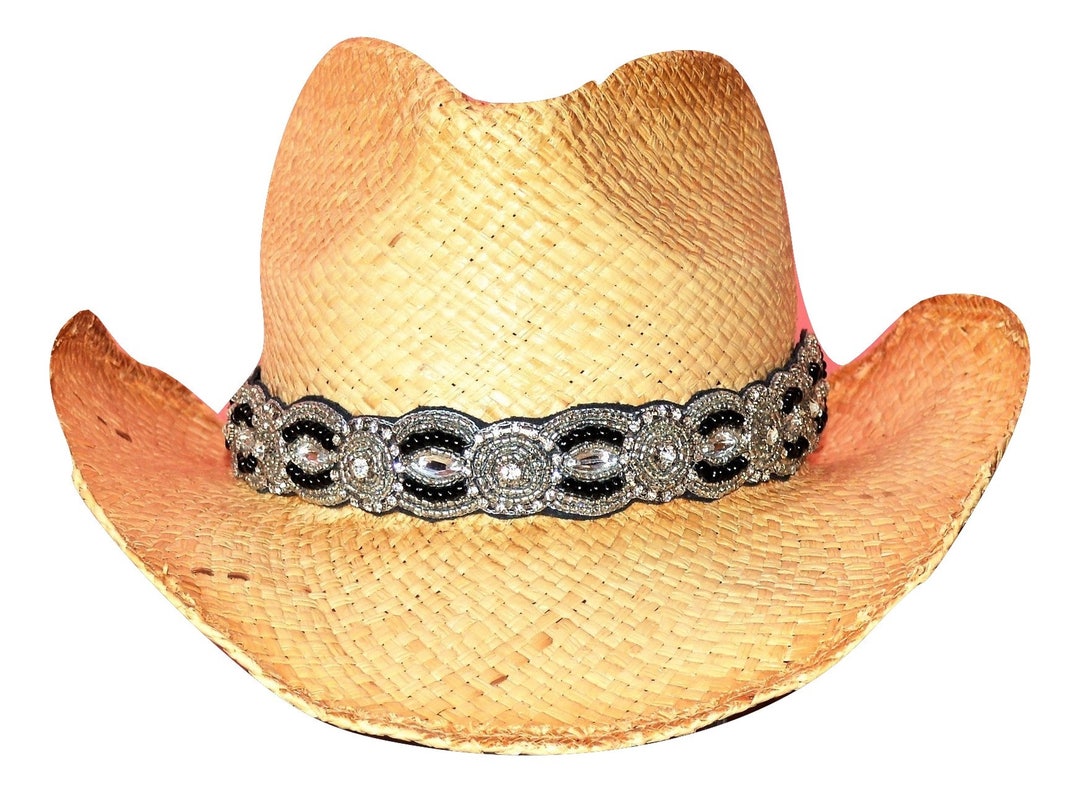 Silver Hat Band Black Hat Band Beaded Hat Band Cowboy - Etsy