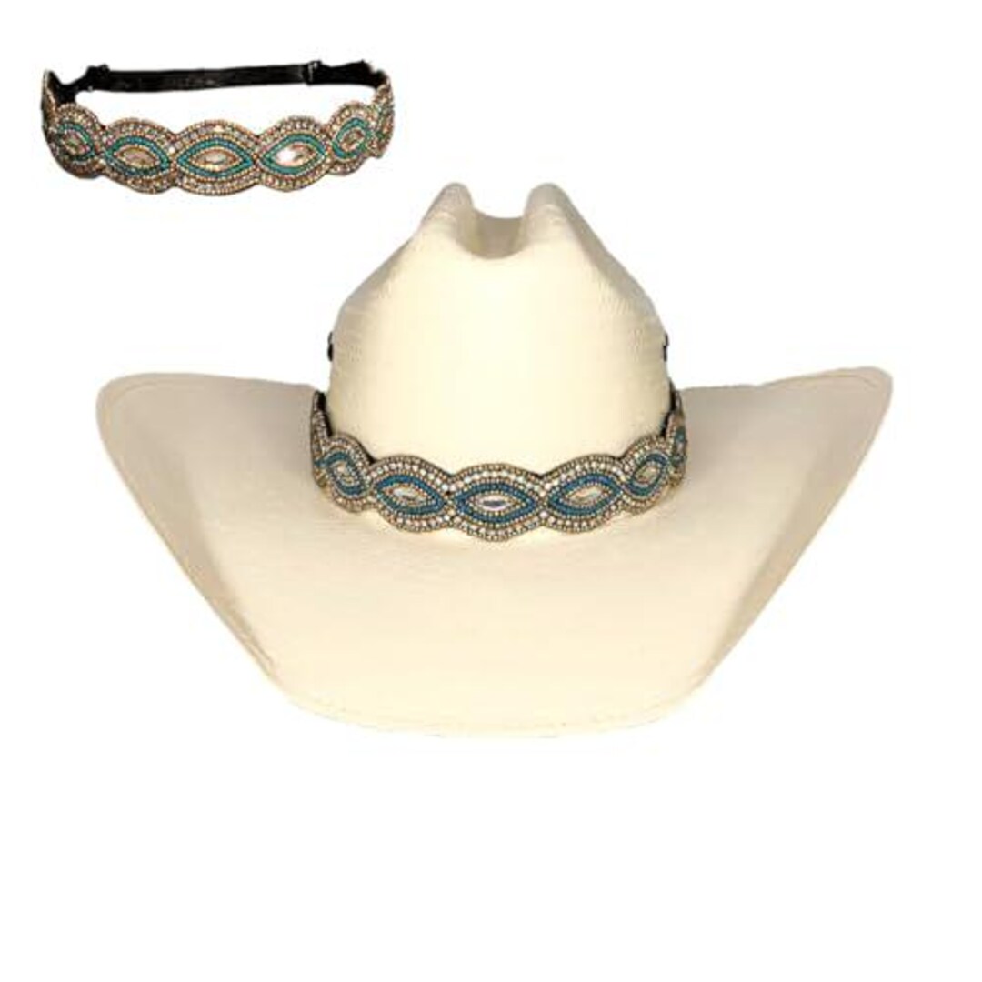 Turquoise Hat Band - Crystal Hat Band - Adjustable Hatband - Cowboy Hat ...