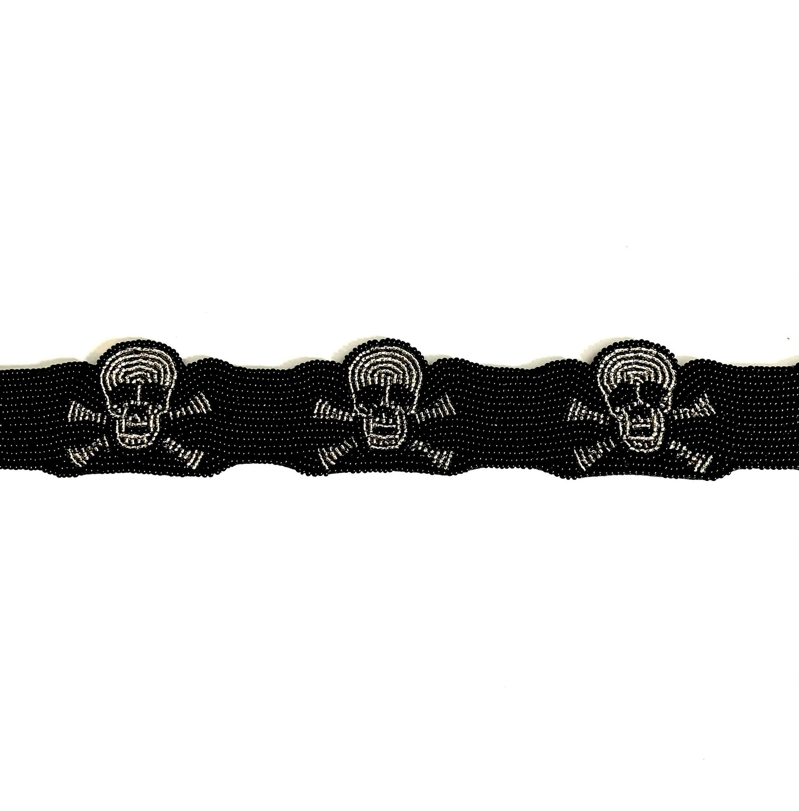 Beaded Headband - Skull and Crossbones Headband - Halloween Headband ...