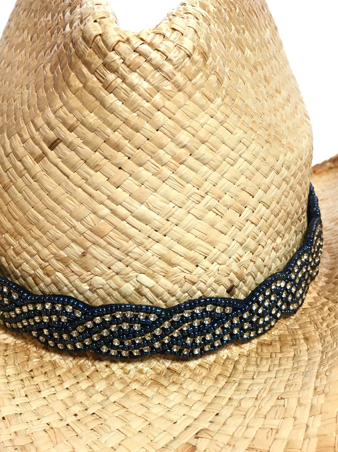 Navy Blue Hat Band - Blue Hat Band - Crystal Hat Band - Adjustable Hat ...