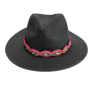 Pink Hat Band - Beaded Pink Hat Band - Crystal Hat Band - Adjustable ...