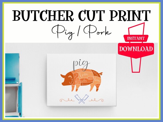 Pig Cuts Pig Butcher Chart Butcher Guide Hog Print Cuts of | Etsy