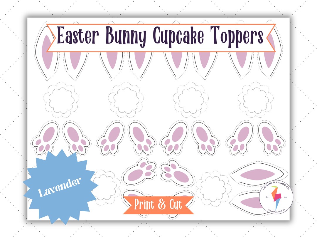 Easter Bunny Cupcake Cutouts, Bunny Butt SVG, Print and Cut Files for ...