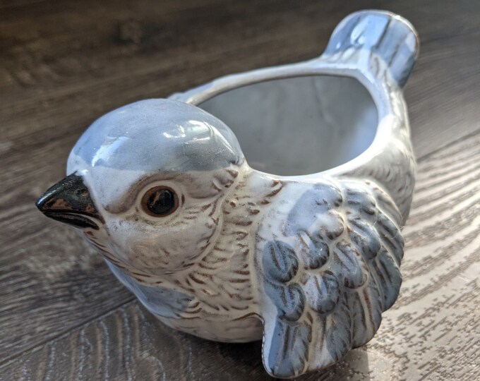 Vintage Ceramic Chubby Blue Bird Planter Container - Etsy