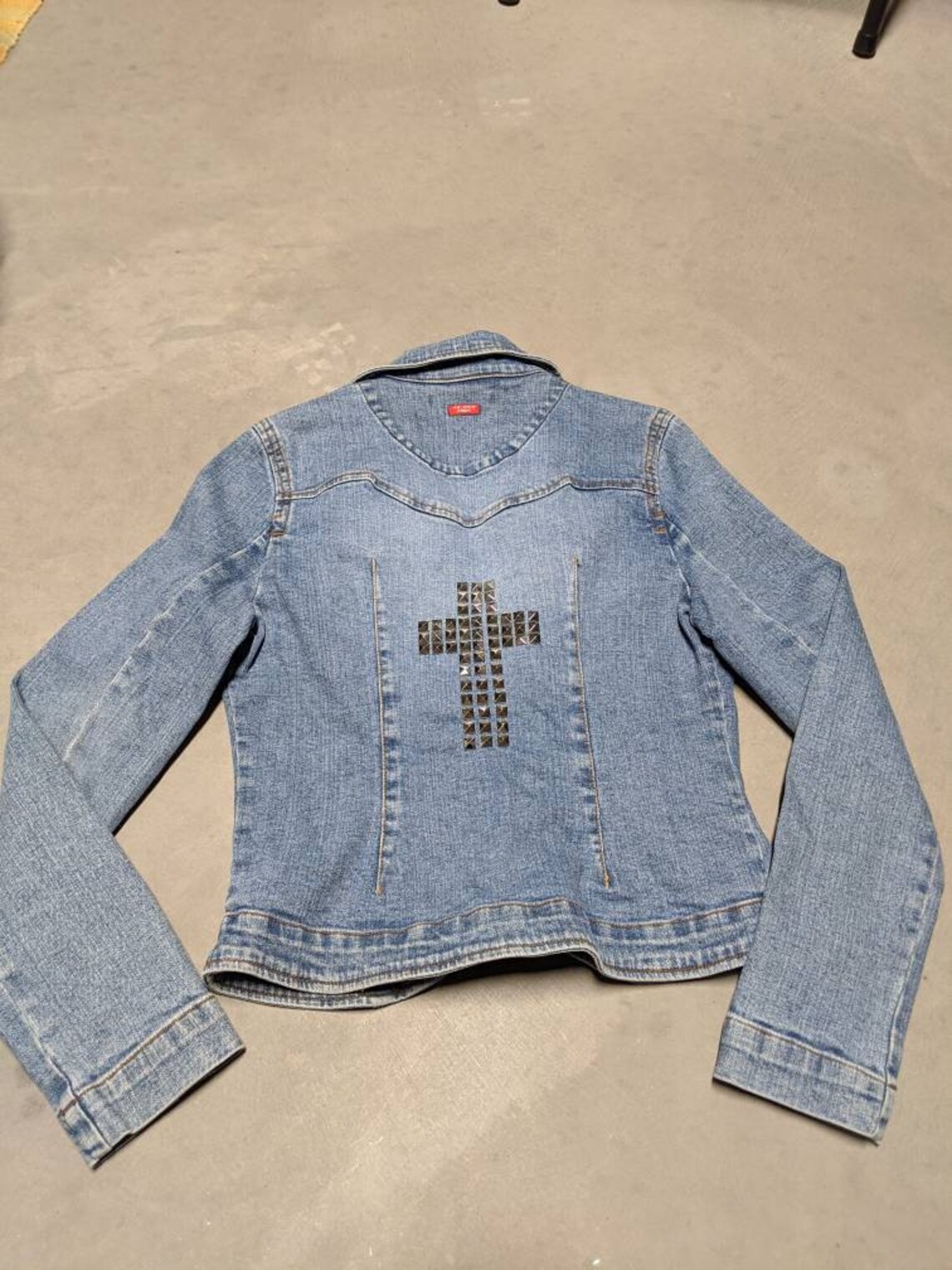 Hand-studded CROSS Denim Fitted Jacket Size Medium | Etsy