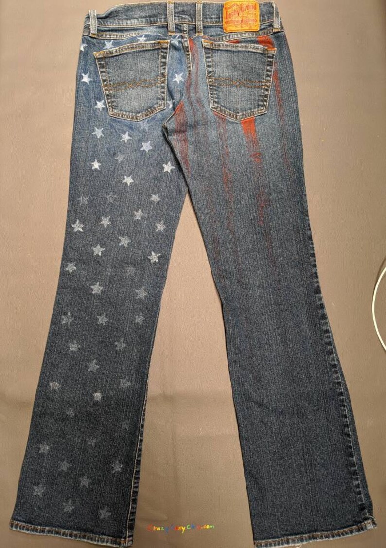 Restyled Lucky Brand Jeans Women's Size 4 / 27 Waist Stars and Stripes ...