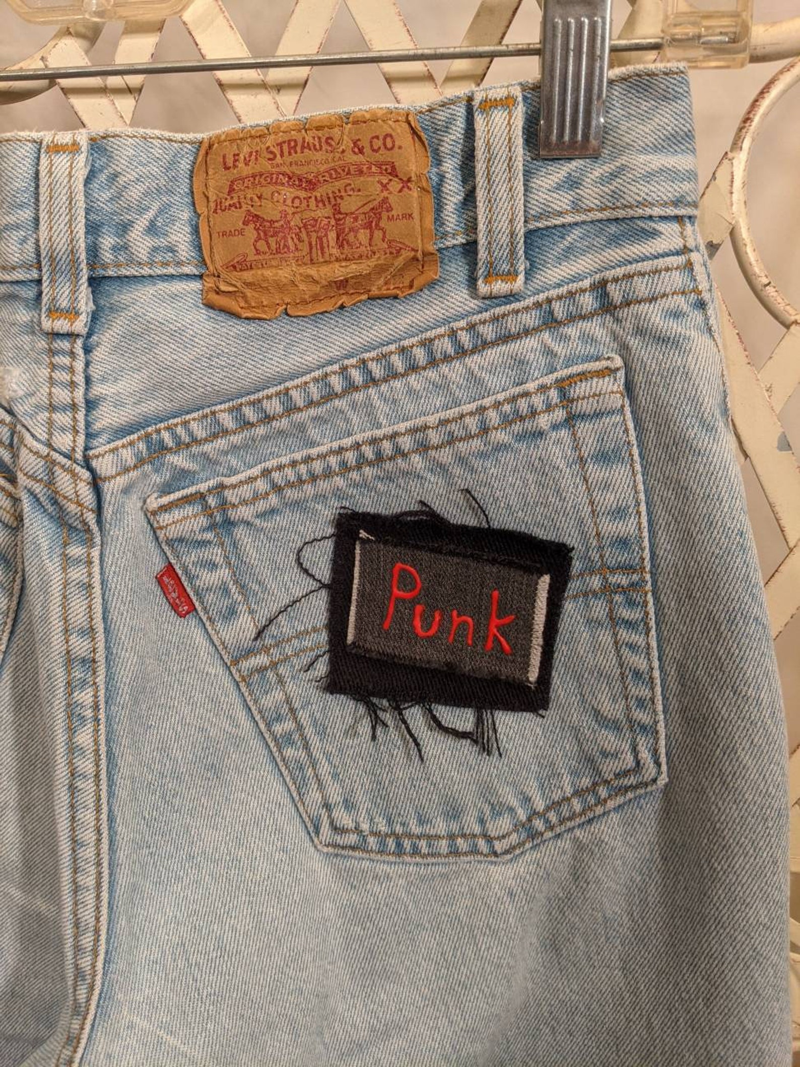 PUNK Handmade Painted Frayed Black Denim Patch - Etsy