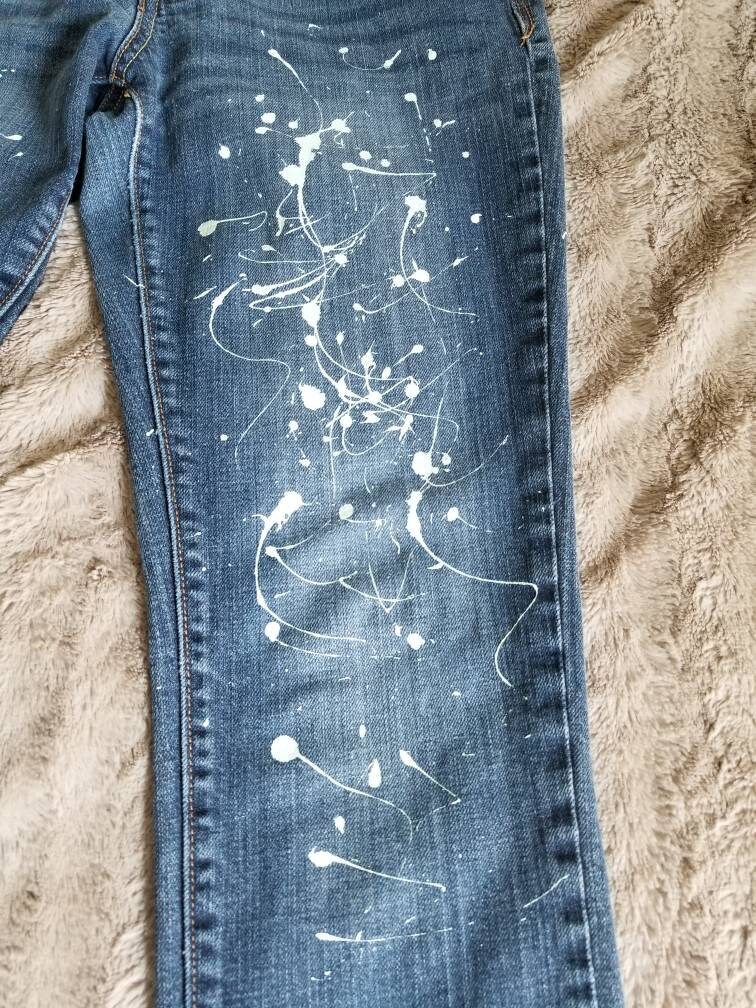 Aqua Blue Splatter Paint Jeans Women's Size 6 - Etsy