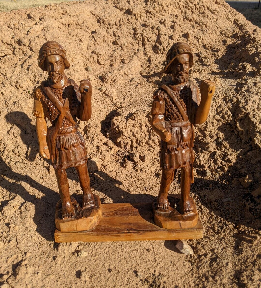 Vintage Joshua and Caleb Carved Wooden Figurines Statue 11 Inches Tall ...