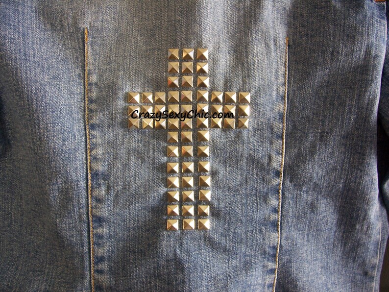 Hand-studded CROSS Denim Fitted Jacket Size Medium - Etsy